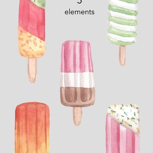 WATERCOLOR CLIPART, Popsicle Clipart, Food, Ice Cream Summer Kitchen ...