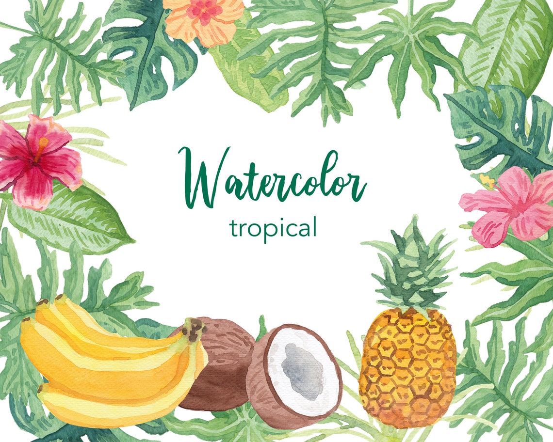 WATERCOLOR CLIPART Tropical Clipart Watercolour Clipart Set | Etsy