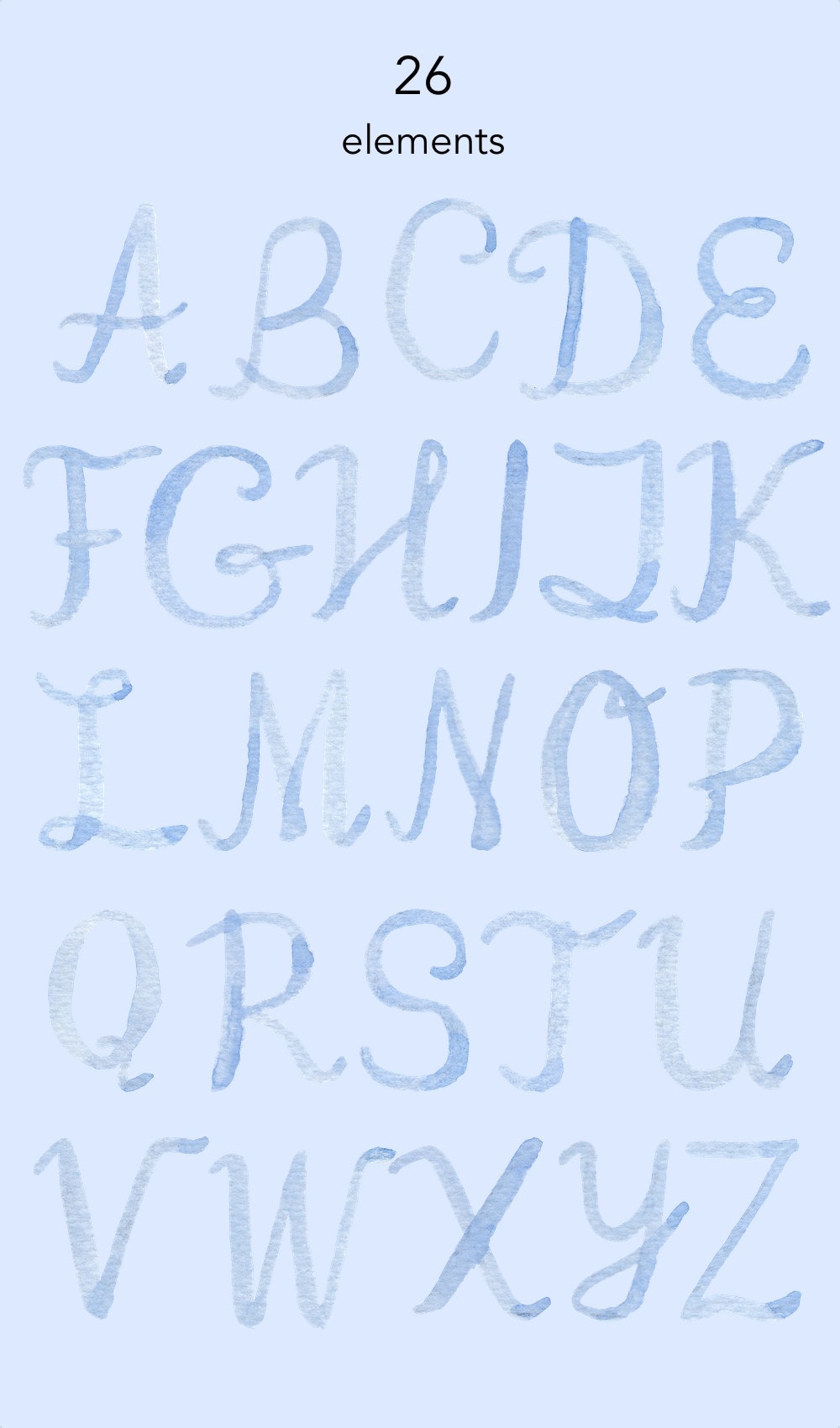 WATERCOLOR CLIPART Blue Alphabet Clipart Watercolour Set - Etsy