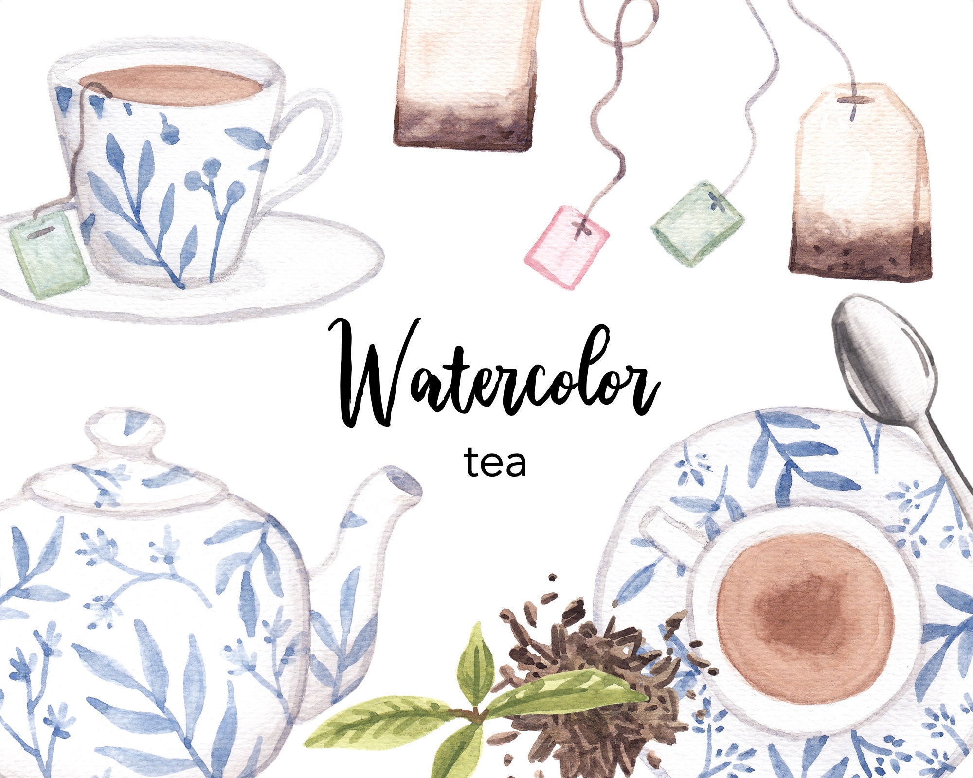 WATERCOLOR CLIPART Tea Clipart Watercolour Clipart Set - Etsy Australia