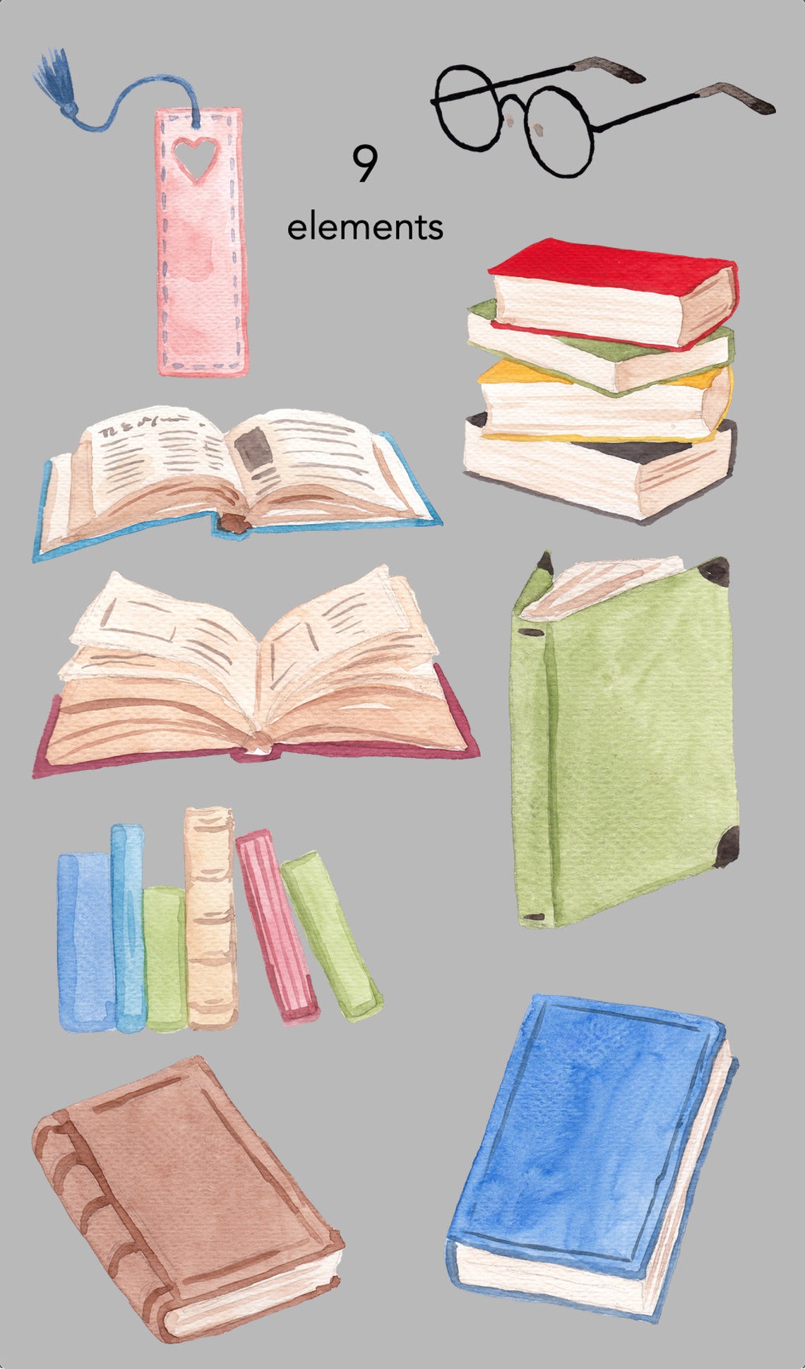 WATERCOLOR CLIPART Book Clipart Reading Retro Vintage Clip - Etsy