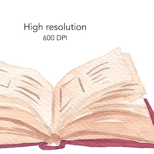 WATERCOLOR CLIPART, Book Clipart, Reading, Retro Vintage Clip Art Set ...