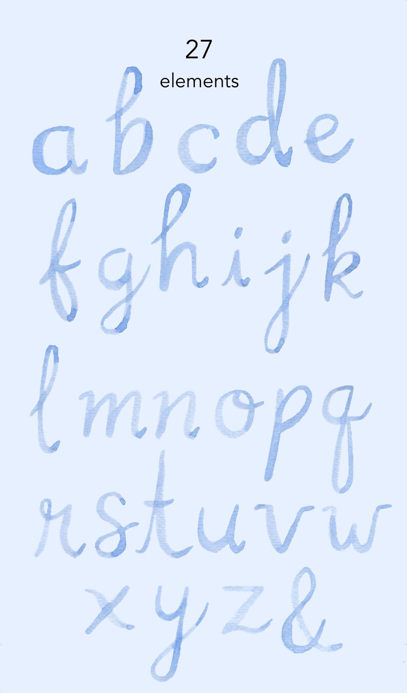 Blue Watercolor Alphabet Clipart Set (PNG Files) - Etsy