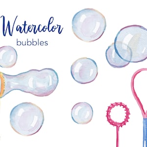 WATERCOLOR CLIPART, Bubble Clipart, Kids Watercolour Drop Clipart Set ...