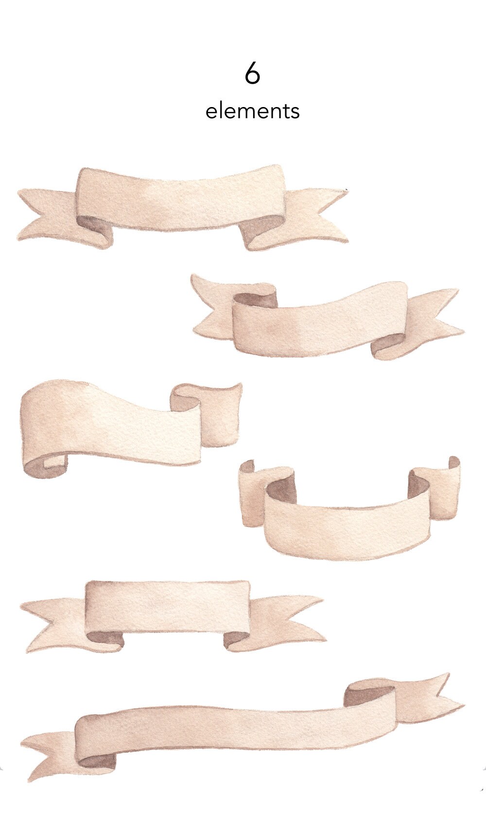 WATERCOLOR CLIPART, Banners Clipart, Watercolour Clipart Set, Beige ...