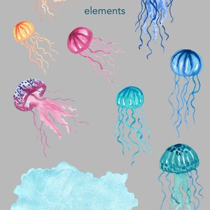WATERCOLOR CLIPART, Jellyfish Clipart, Watercolour Ocean Sea Animal ...