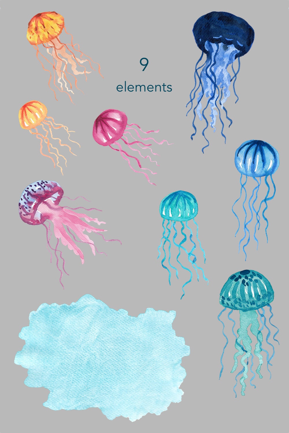 WATERCOLOR CLIPART Jellyfish Clipart Watercolour Ocean Sea - Etsy