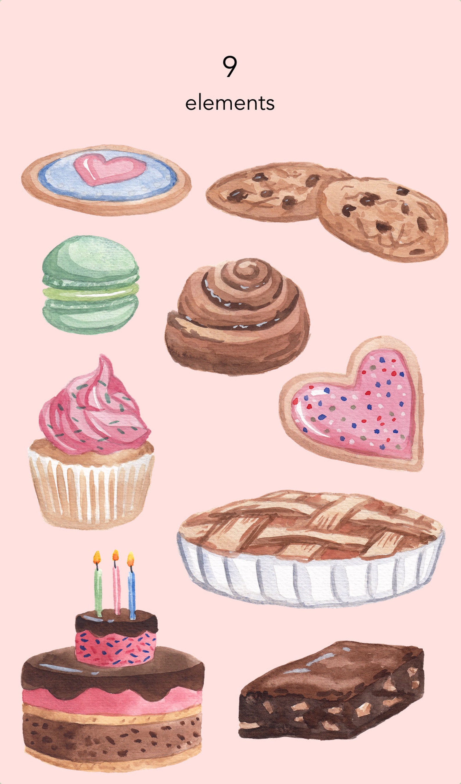 WATERCOLOR CLIPART, Bakery Clipart, Food, Kitchen, Baked Goods ...