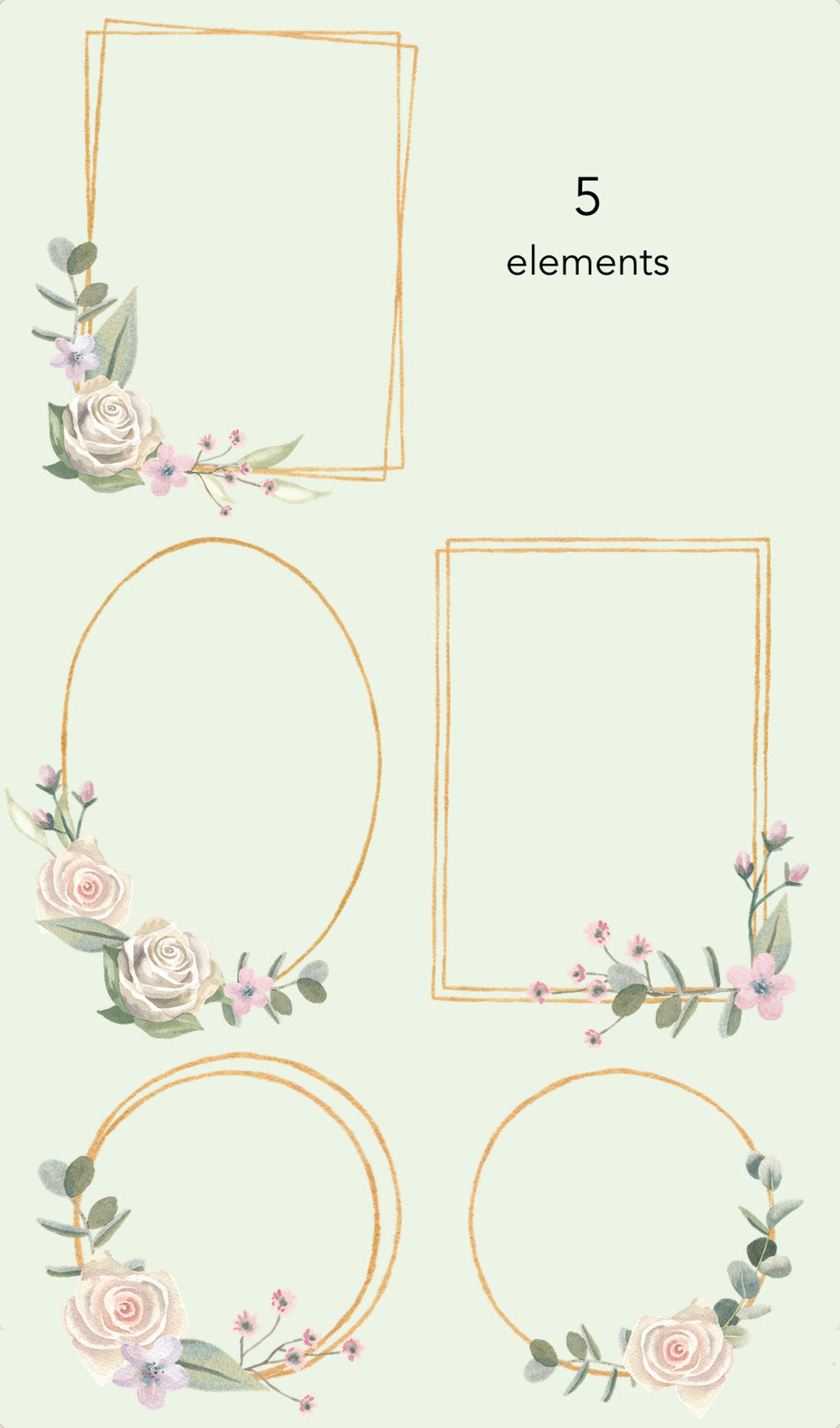 WATERCOLOR CLIPART, Floral Frames Clipart, Watercolour Clipart Set ...
