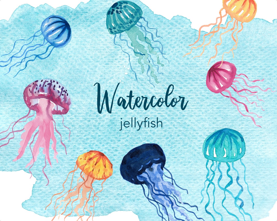 WATERCOLOR CLIPART, Jellyfish Clipart, Watercolour Ocean Sea Animal ...