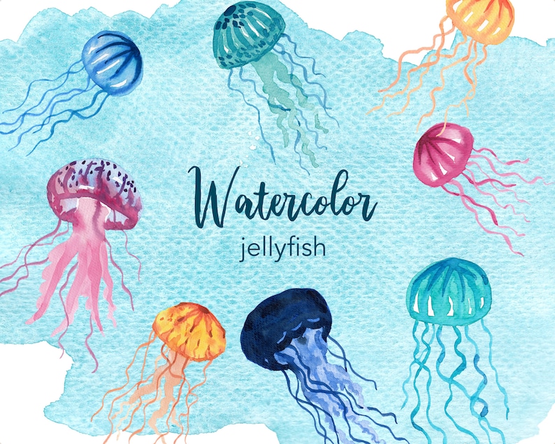 WATERCOLOR CLIPART Jellyfish Clipart Watercolour Ocean Sea - Etsy