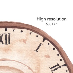 WATERCOLOR CLIPART, Clock Clipart, Time, Vintage Scrapbooking Clip Art ...