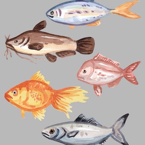 WATERCOLOR CLIPART, Fish Clipart, Ocean Beach Summer Vacation ...