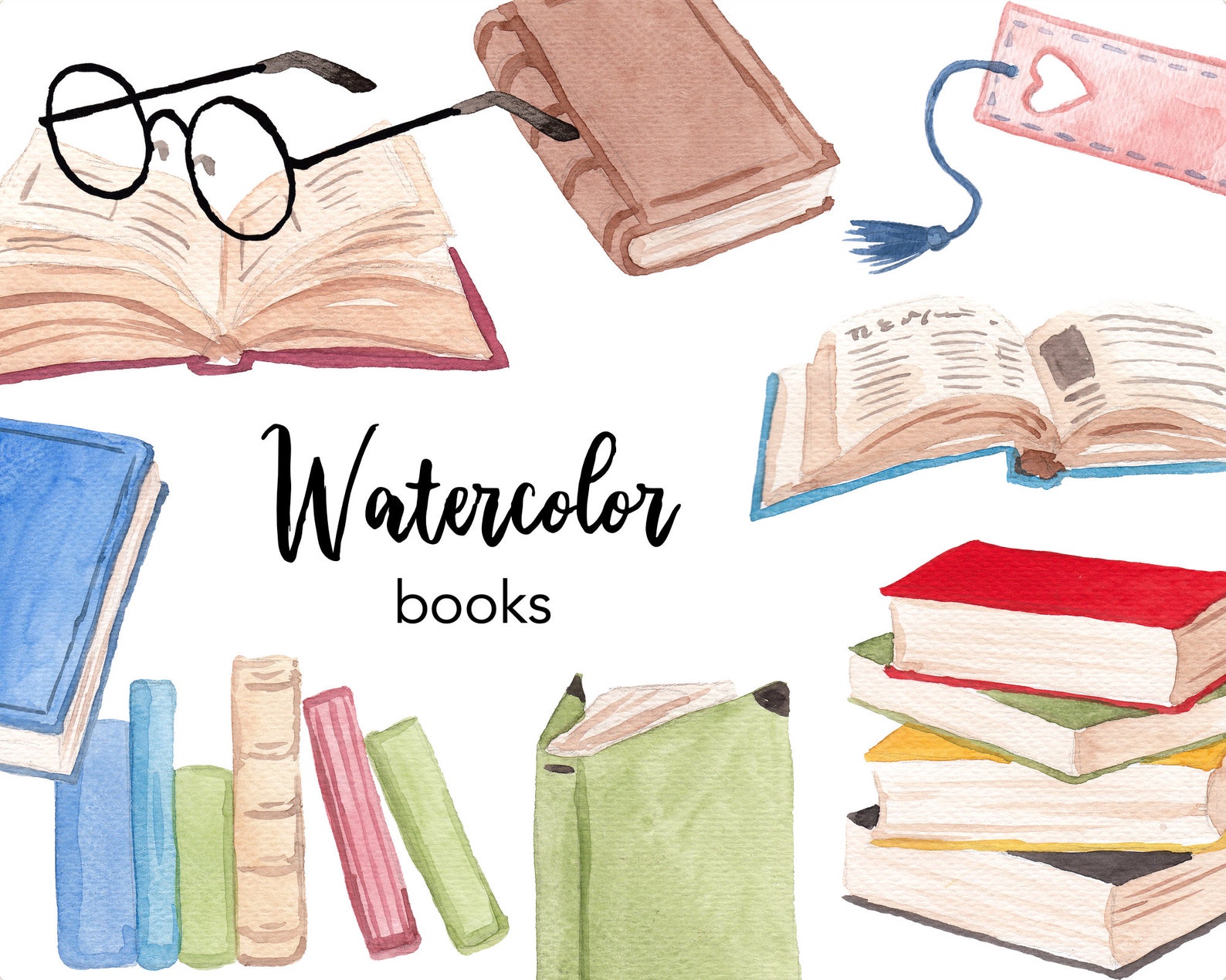 WATERCOLOR CLIPART Book Clipart Reading Retro Vintage Clip - Etsy