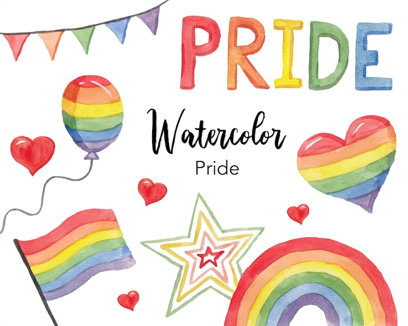 WATERCOLOR CLIPART pride clipart watercolour clipart set | Etsy