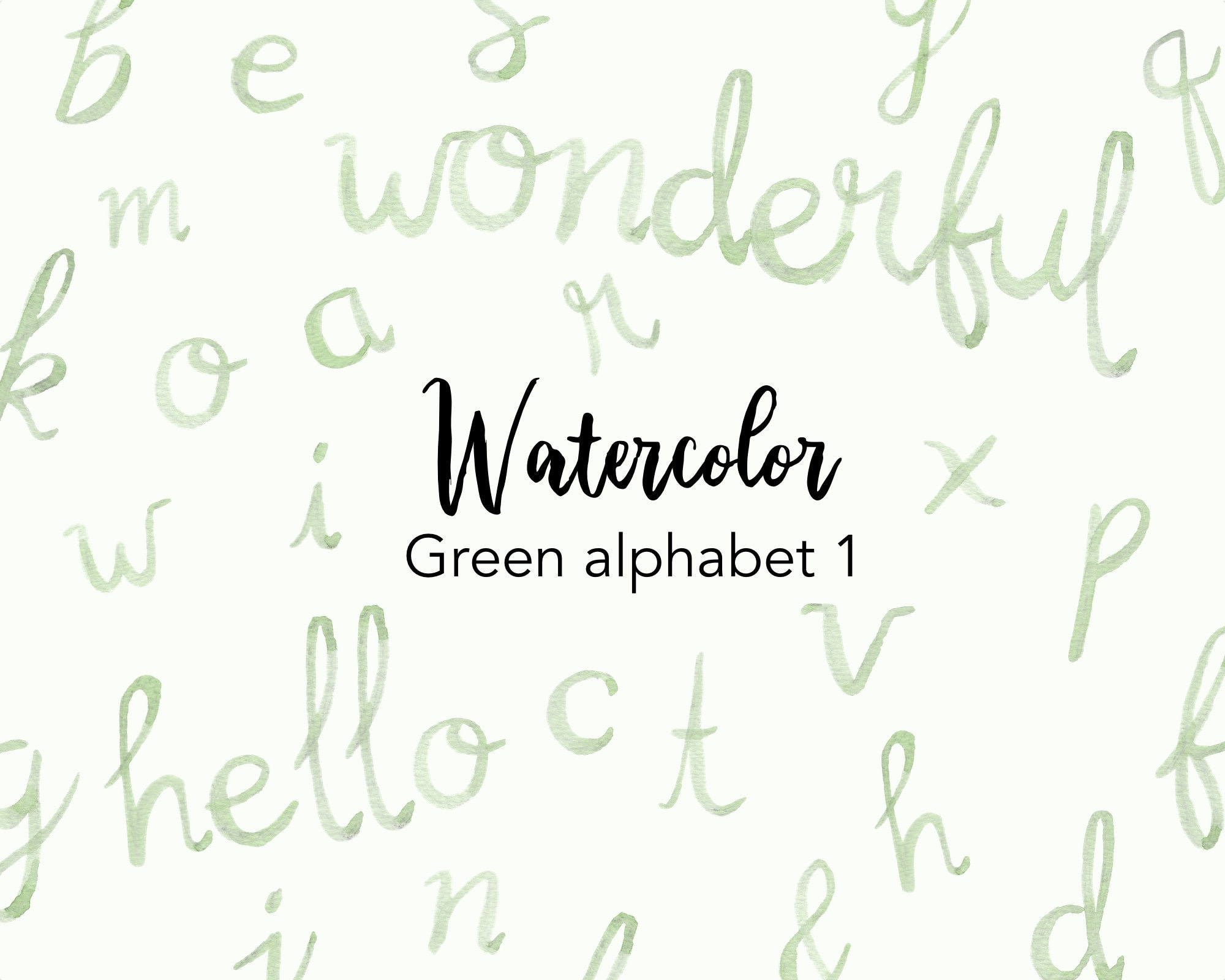 WATERCOLOR CLIPART Green Alphabet 1 Clipart Watercolour Set - Etsy