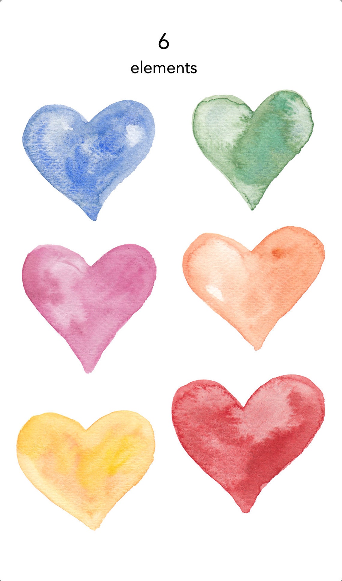 WATERCOLOR CLIPART Heart Clipart Watercolour Clipart Set - Etsy