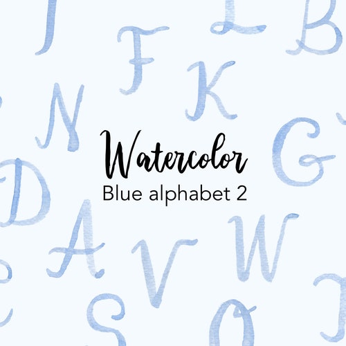 WATERCOLOR CLIPART Blue Alphabet Clipart Watercolour Set - Etsy