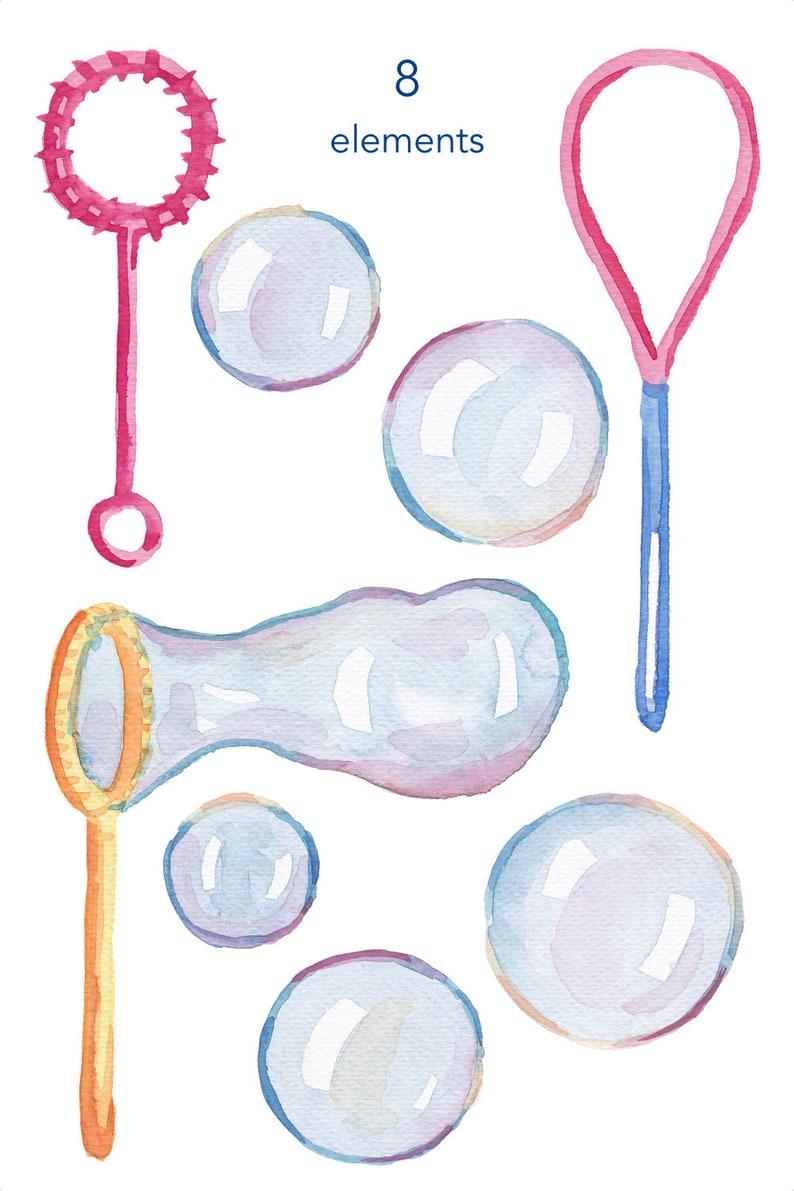 WATERCOLOR CLIPART, Bubble Clipart, Kids Watercolour Drop Clipart Set ...