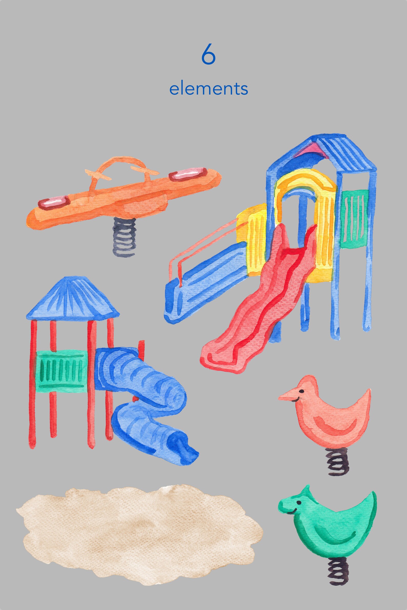 WATERCOLOR CLIPART, Playground Clipart, Watercolour Clipart Set ...