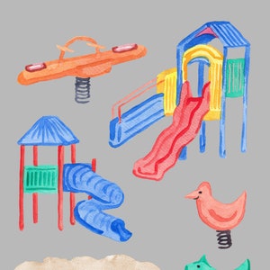 WATERCOLOR CLIPART, Playground Clipart, Watercolour Clipart Set ...