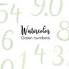 WATERCOLOR CLIPART, Green Numbers, Watercolor Number Illustrations ...