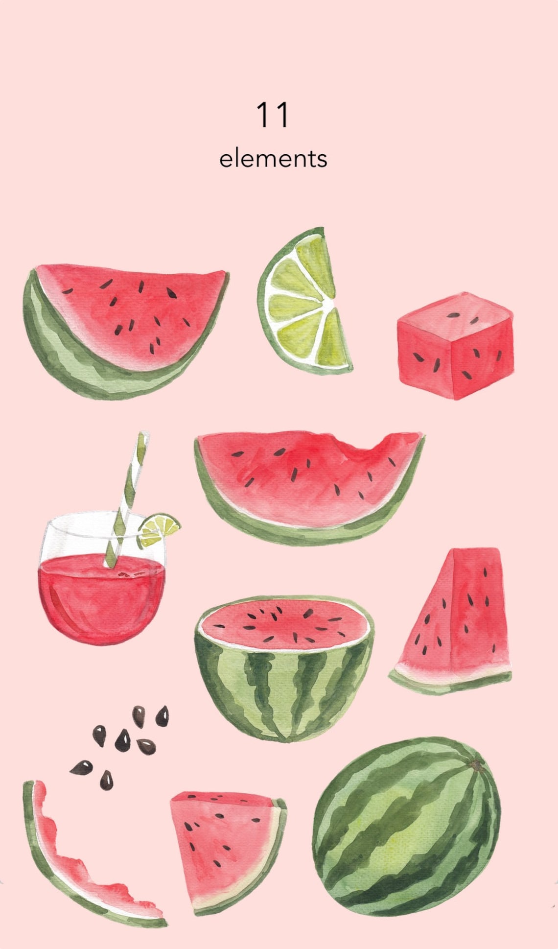 WATERCOLOR CLIPART, Watermelons, Fruit Clipart, Food Illustrations ...