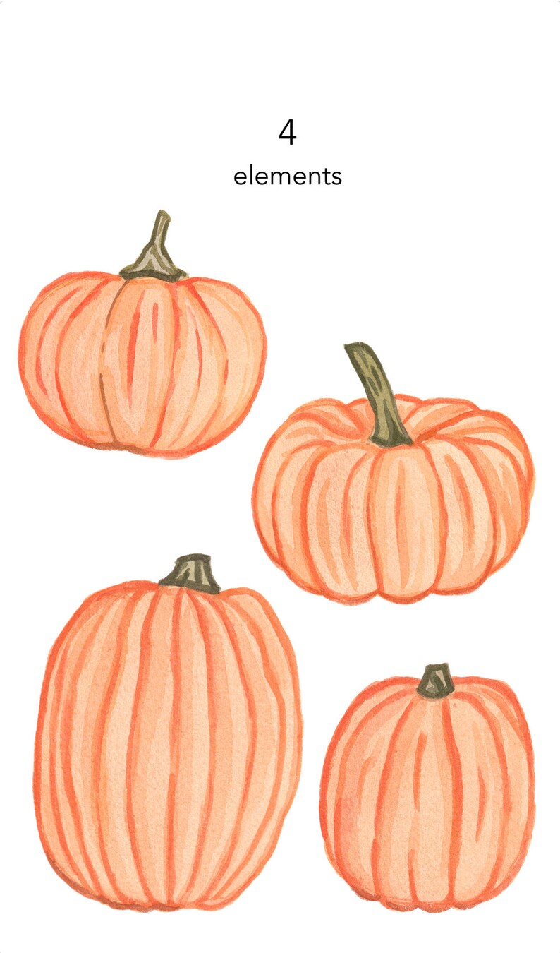 WATERCOLOR CLIPART, Pumpkin Clipart, Halloween Clipart, Watercolour ...