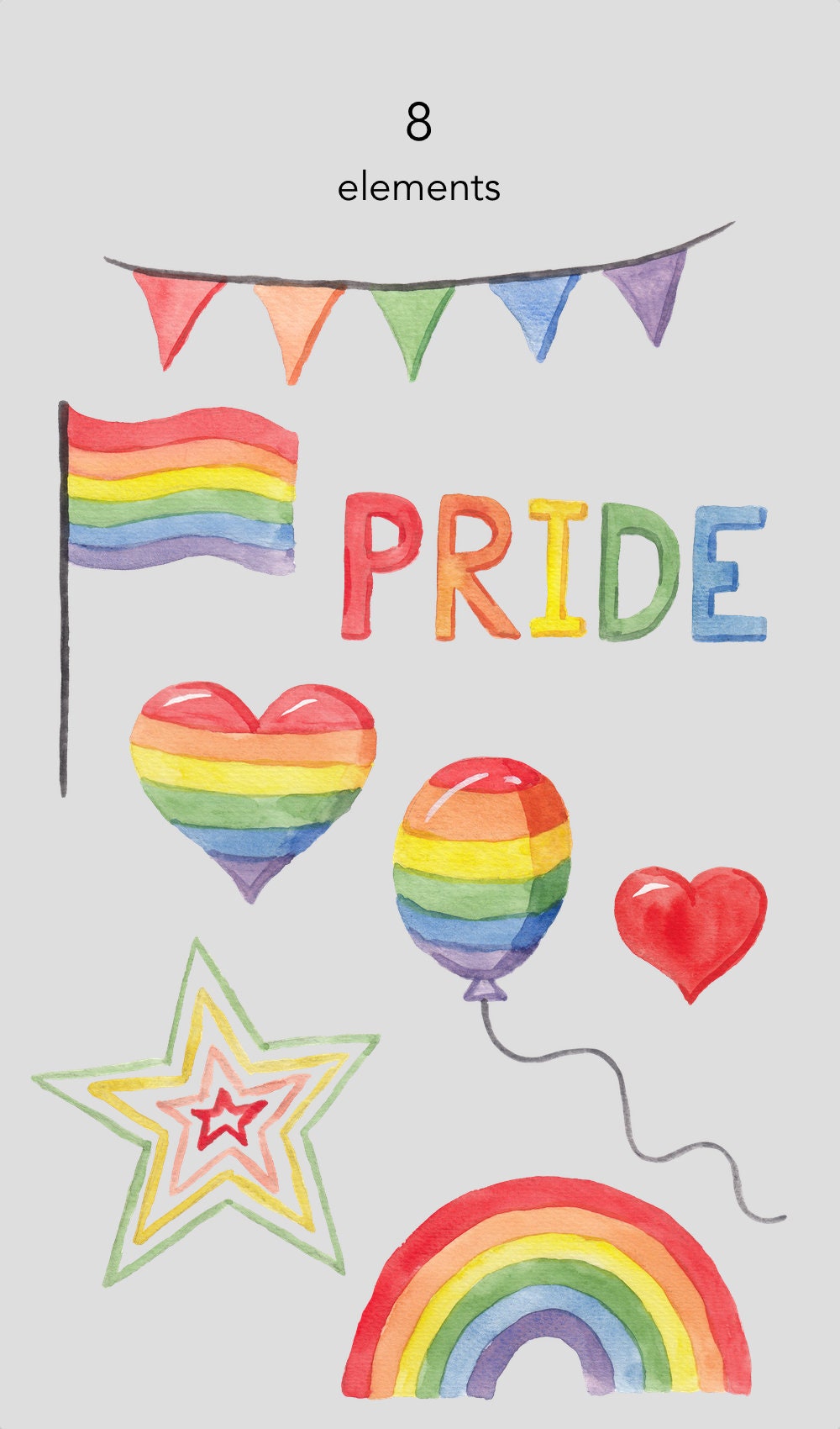 WATERCOLOR CLIPART Pride Clipart Watercolour Clipart Set - Etsy