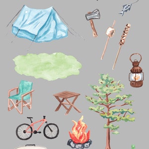 WATERCOLOR CLIPART, Camping Clipart, Watercolour Clipart Set ...