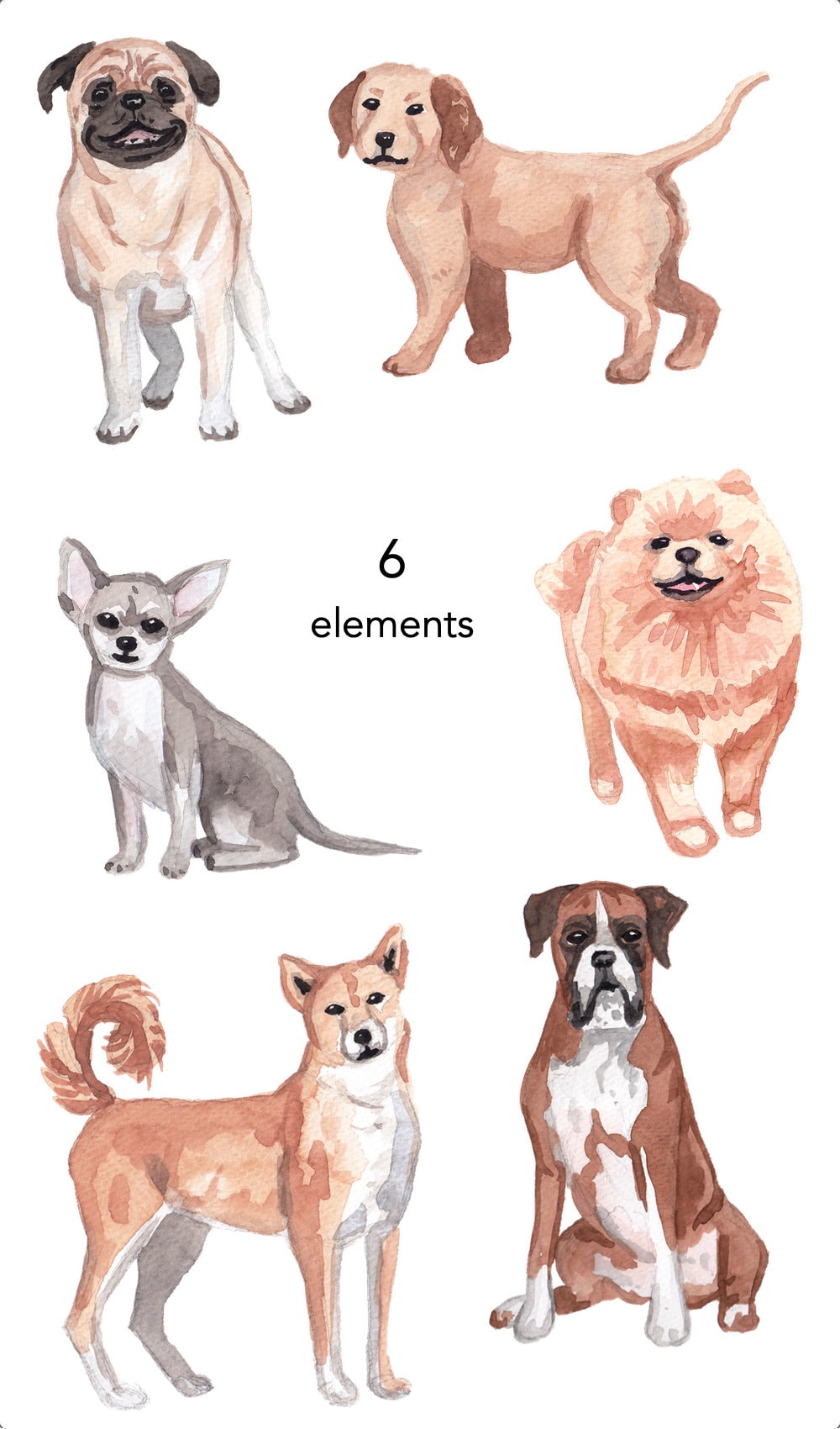 WATERCOLOR CLIPART Dog Clipart Watercolour Puppy Clipart - Etsy