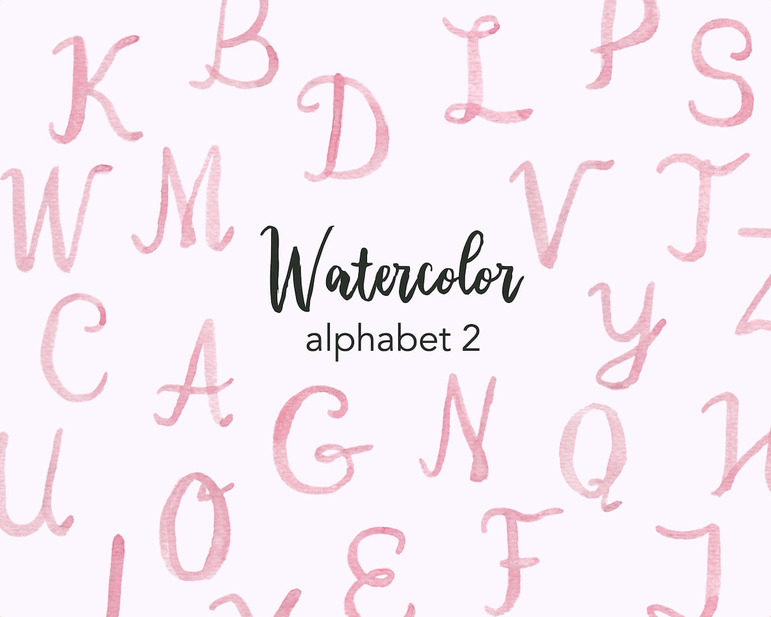 WATERCOLOR CLIPART, Pink Alphabet Clipart, Watercolour Set, Commercial ...