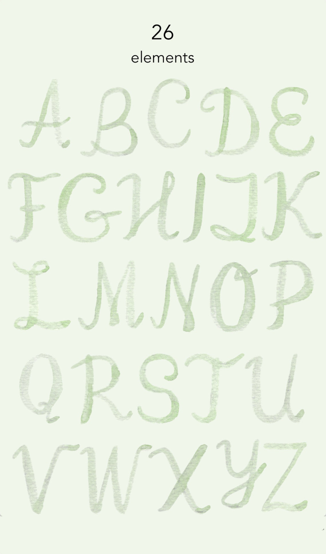 WATERCOLOR CLIPART, Green Alphabet Clipart, Watercolour Set, Commercial ...