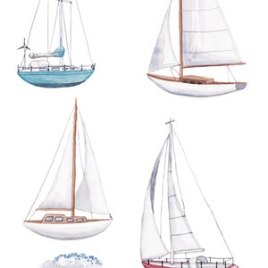WATERCOLOR CLIPART, Sailboat Clipart, Summer Vacation, Traveling ...