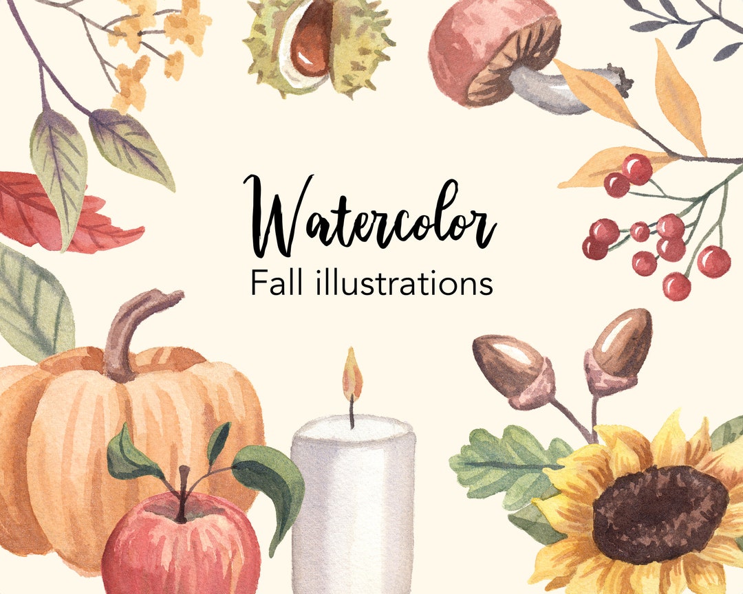 WATERCOLOR CLIPART, Fall Leaves Clipart, Leaf Png, Leaf Clipart ...