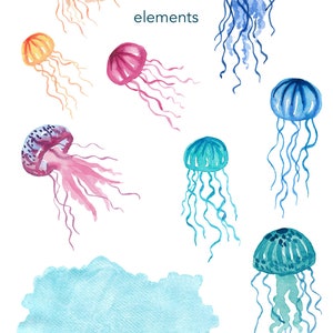 WATERCOLOR CLIPART, Jellyfish Clipart, Watercolour Ocean Sea Animal ...