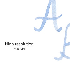 WATERCOLOR CLIPART, Blue Alphabet Clipart, Watercolour Set, Commercial ...