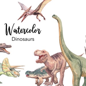 WATERCOLOR CLIPART Dinosaurs, Dinosaur Graphics, Dino Decor ...