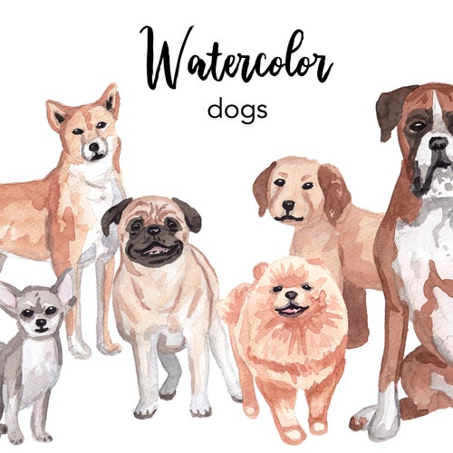 WATERCOLOR CLIPART Dog Clipart Watercolour Puppy Clipart - Etsy