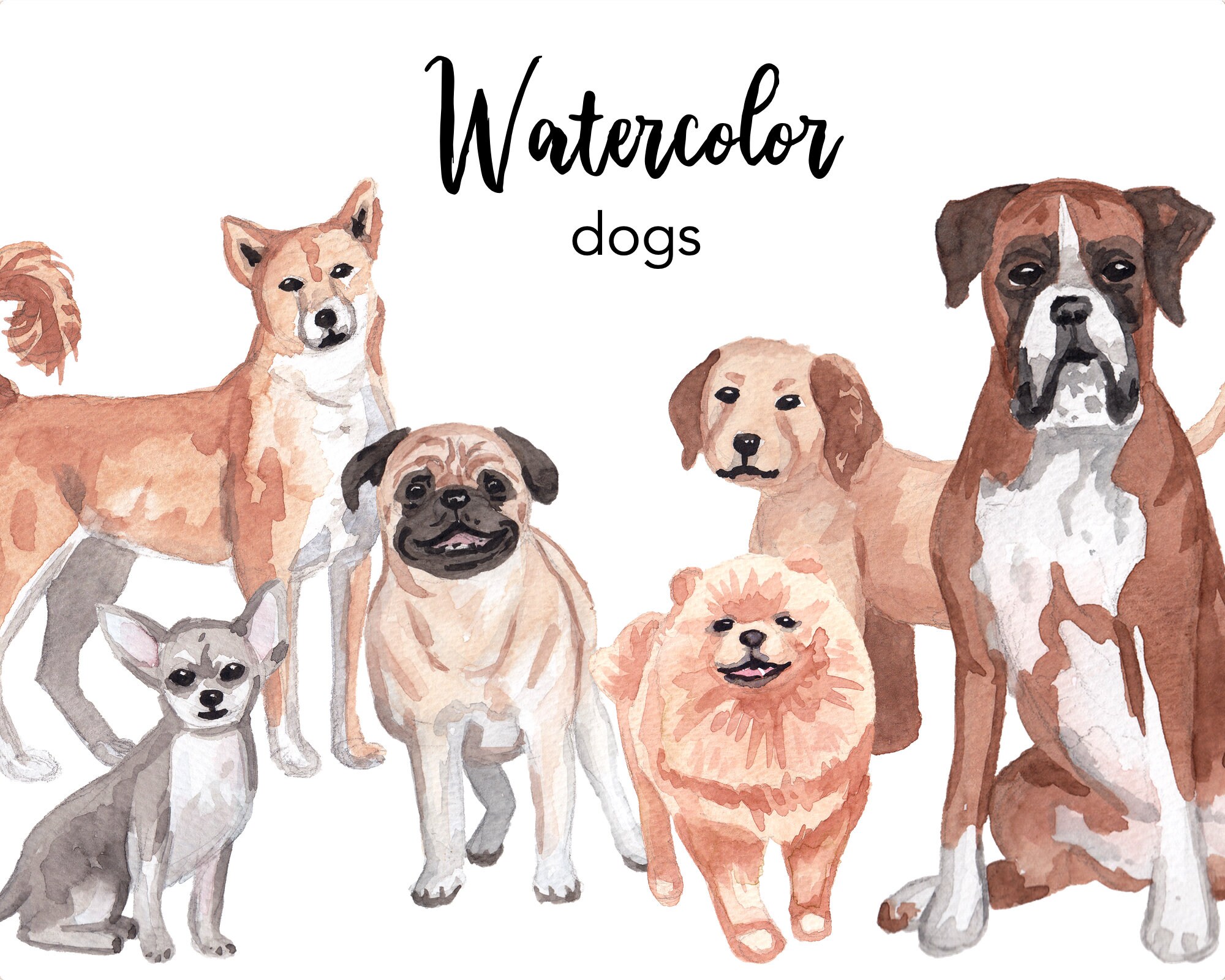 WATERCOLOR CLIPART Dog Clipart Watercolour Puppy Clipart - Etsy