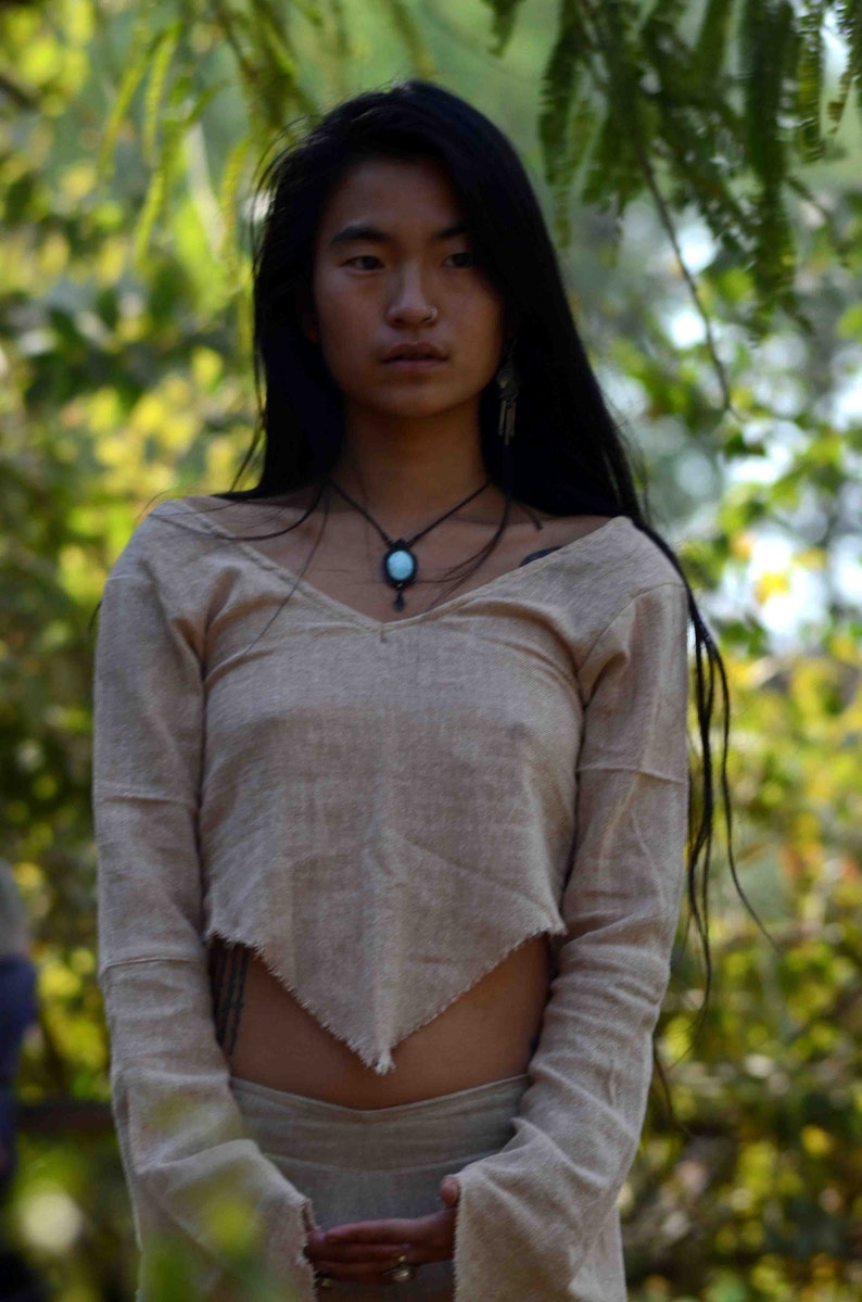 Natural Cotton Long Sleeves Pixie Top - Etsy