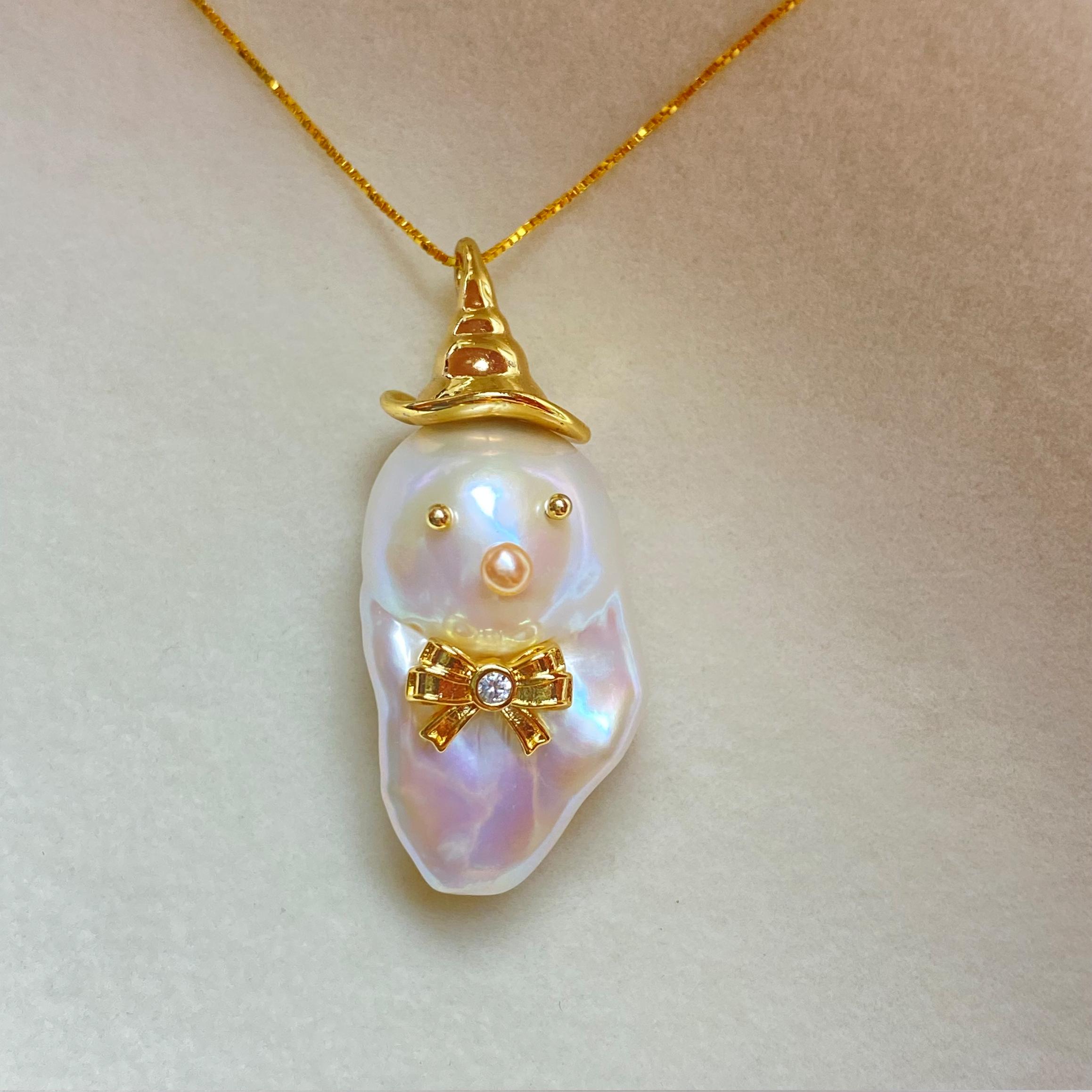 Handmade Cute Ghost Wizard Natural Freshwater Fireball Baroque Pearl ...