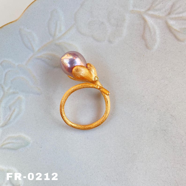10mm Large Natural Freshwater Purple Pink Edison Pearl Ring ...