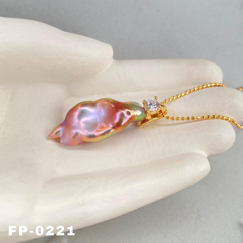 24.2mm Large Natural Freshwater Colorful Keshi Baroque Pearl Pendant ...