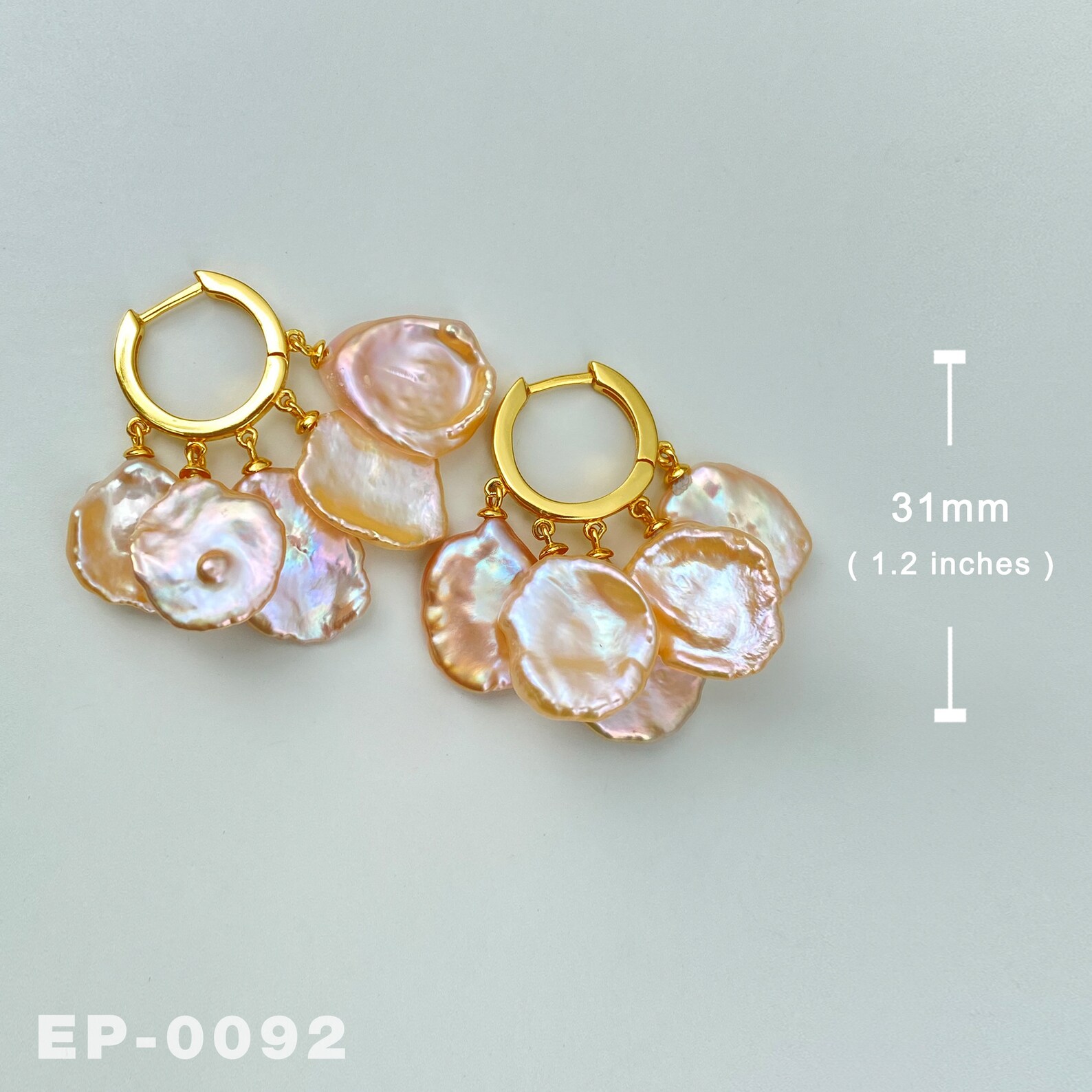 Natural Freshwater Gold Keshi Pearl Earrings / Unique Handmade Nature ...