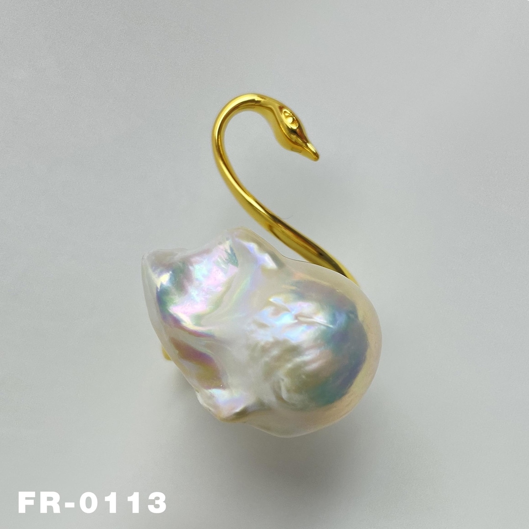 Handmade Swan Ring With Natural Freshwater White Baroque Pearl ...