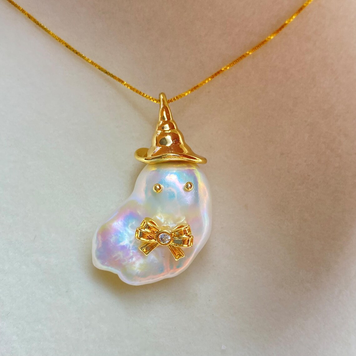 Handmade Cute Ghost Wizard Natural Freshwater Fireball Baroque Pearl ...