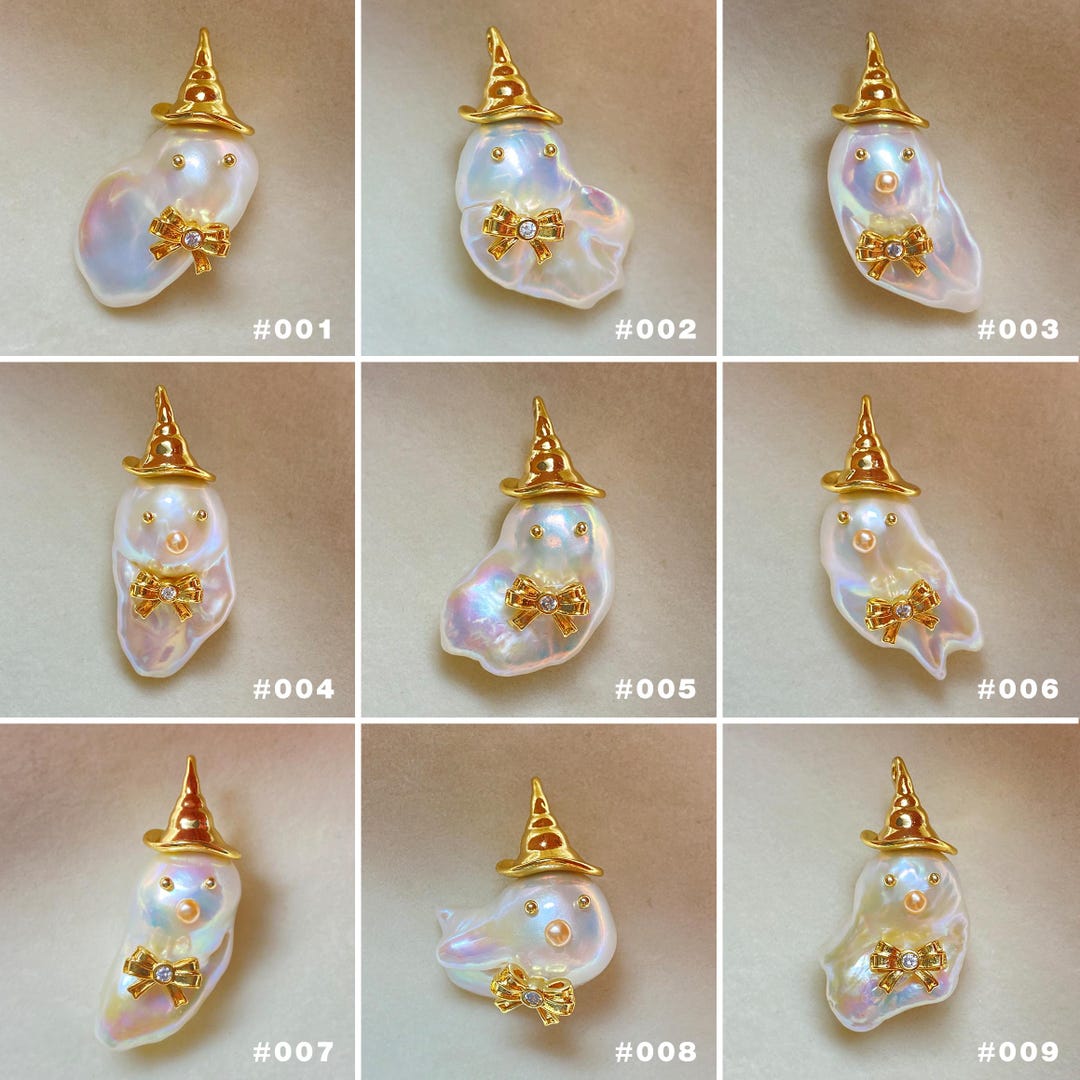 Handmade Cute Ghost Wizard Natural Freshwater Fireball Baroque Pearl ...