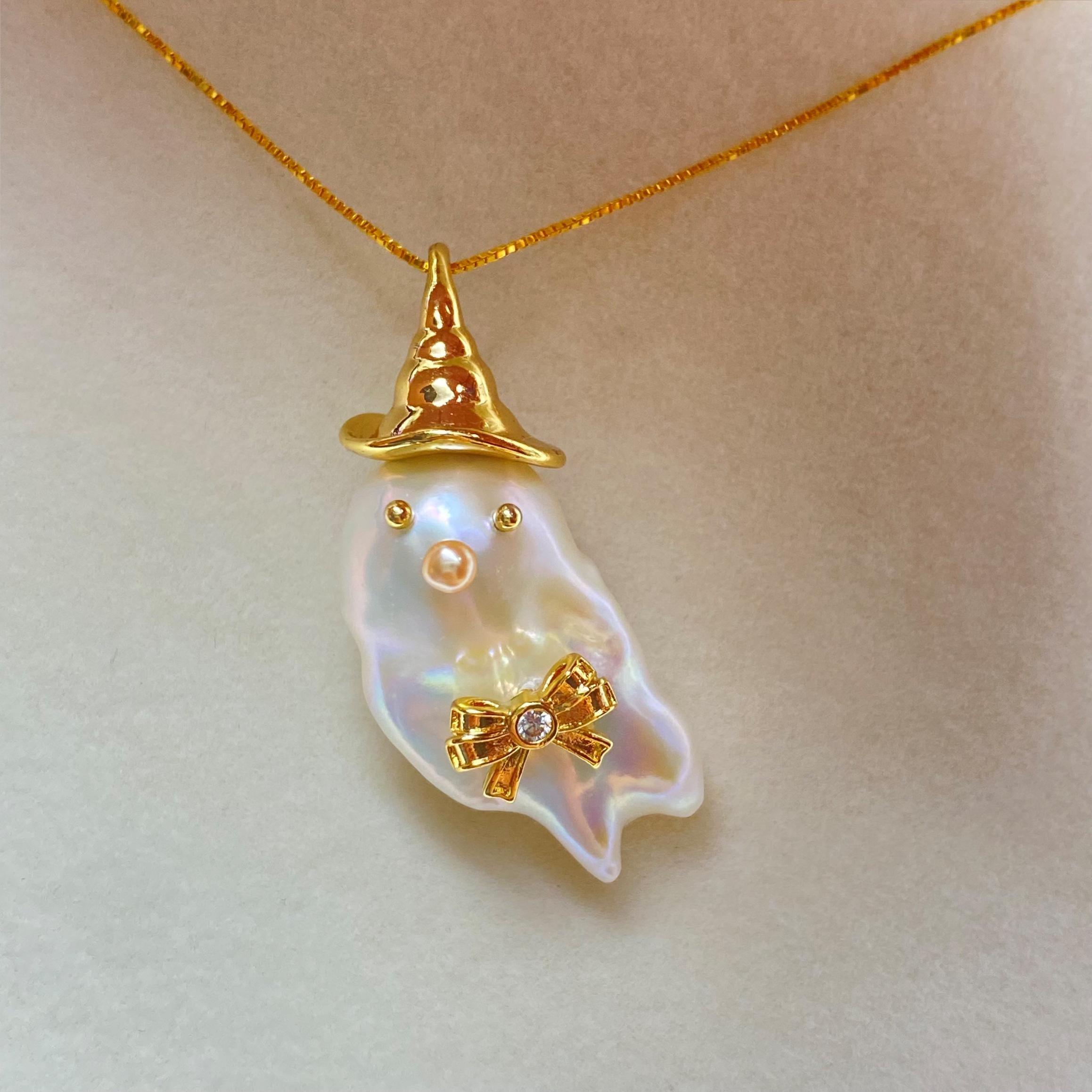 Handmade Cute Ghost Wizard Natural Freshwater Fireball Baroque Pearl ...