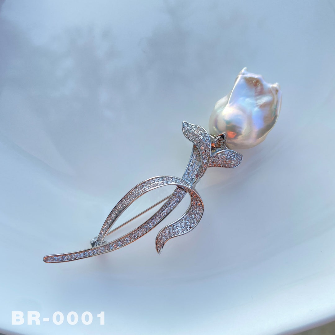 Premium White Baroque Pearl Flame Ball Fireball Pearl Brooch Pin ...